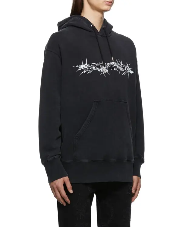 Givenchy Barbed Wire Printed Hoodie - Black