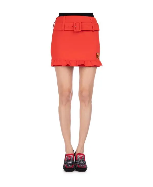Prada High-waisted Skirt With Belt Detail