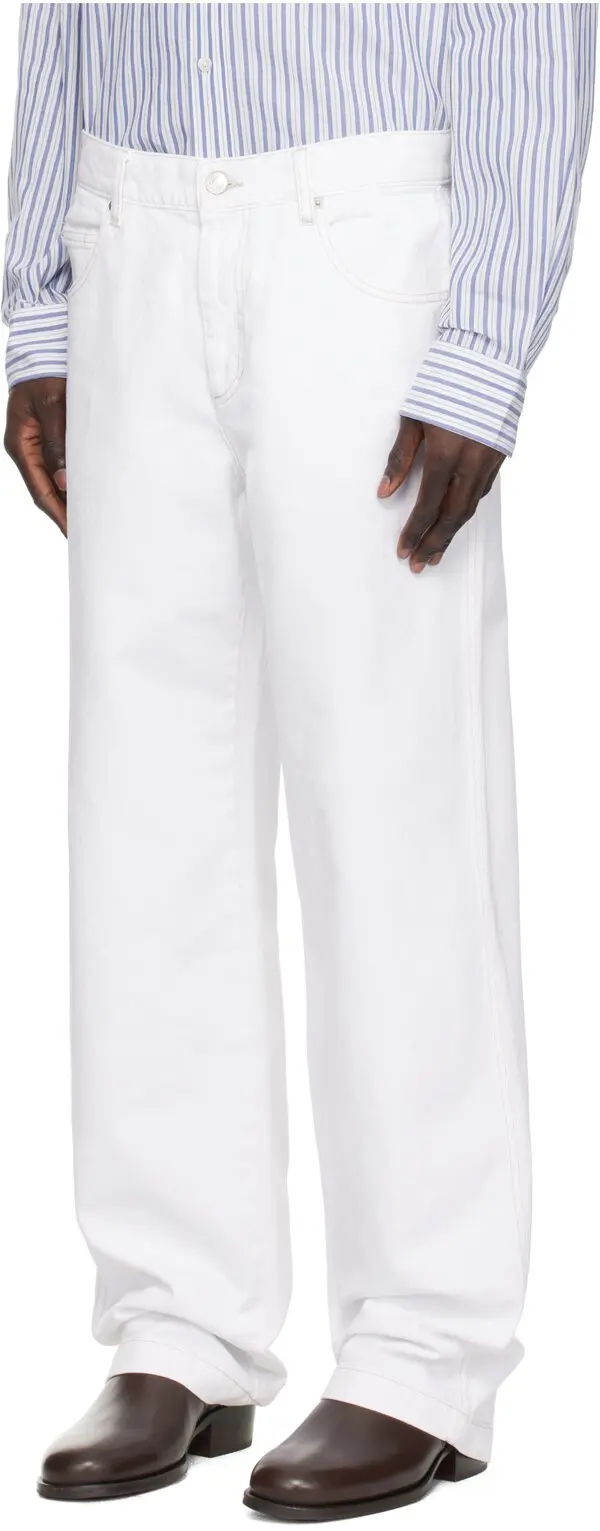 Isabel Marant Étoile Logo Decal Denim Trousers - White