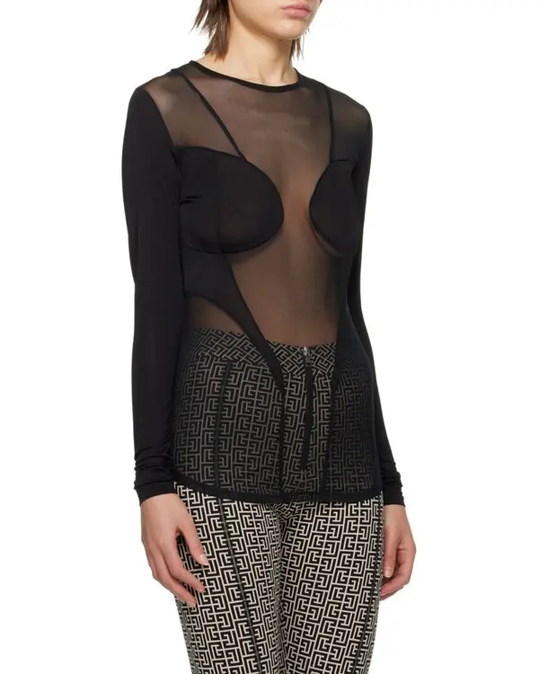 Balmain Mesh Long Sleeve Top