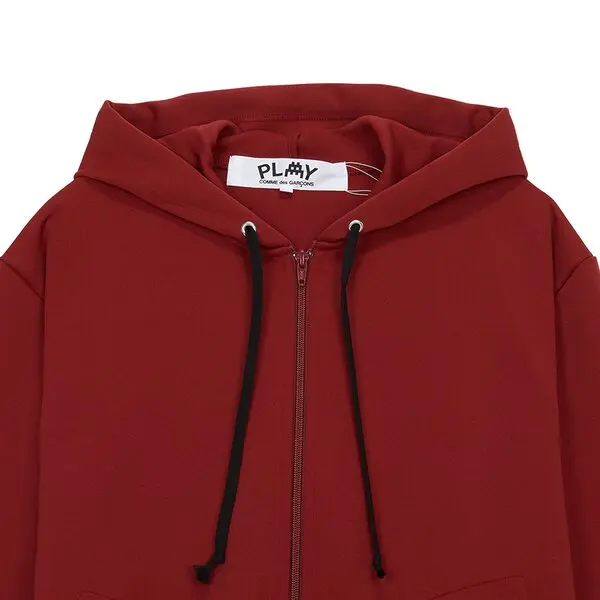 Play Comme Des Garcon X Invader Pixelated Heart Zip-up Hoodie - Red