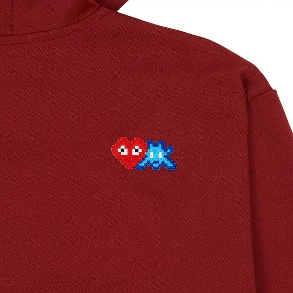 Play Comme Des Garcon X Invader Pixelated Heart Zip-up Hoodie - Red