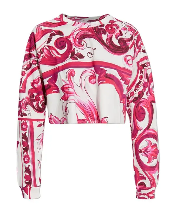 Dolce & Gabbana Majolica Pattern Cropped T-shirt