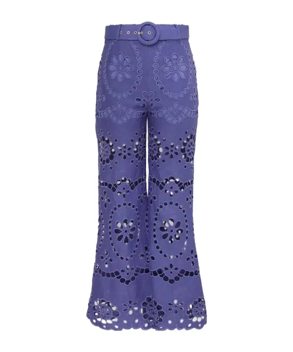 Zimmermann Broderie Anglaise Cropped Trousers - Blue
