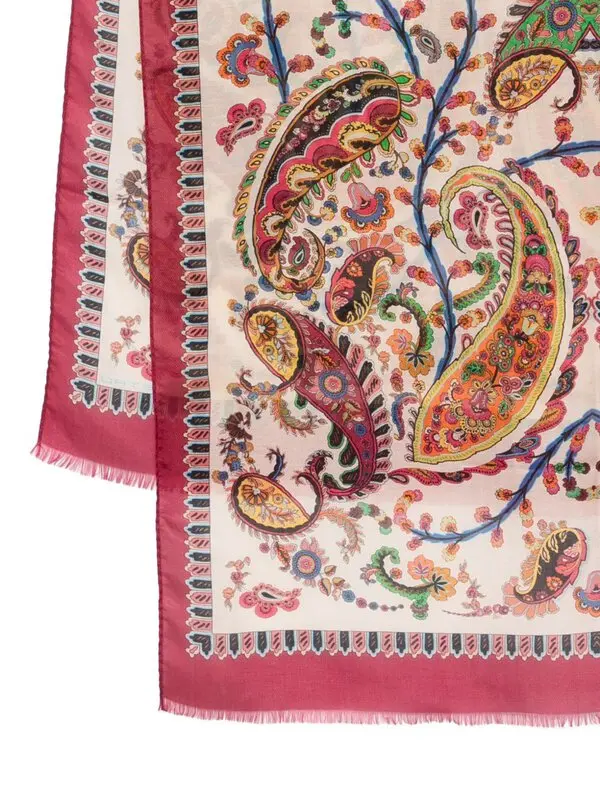 Etro Paisley Printed Frayed Scarf - Nude