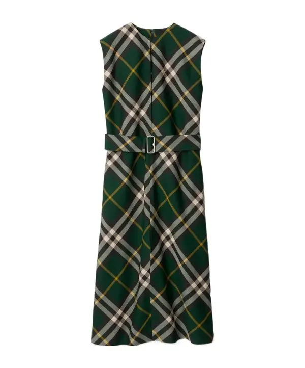 Burberry Nova Checked Belted Sleeveless Midi Dress