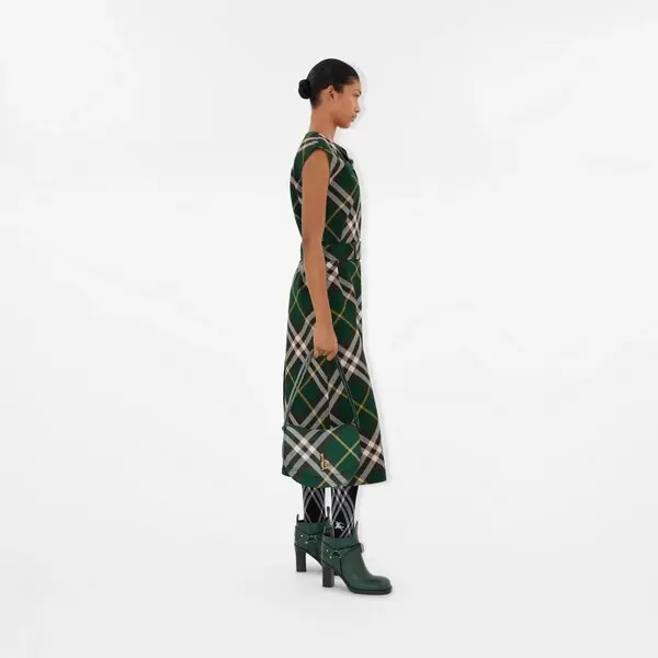 Burberry Nova Checked Belted Sleeveless Midi Dress