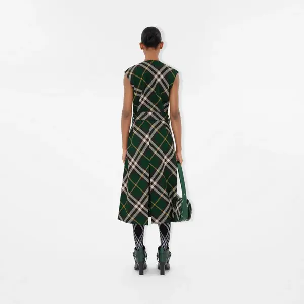 Burberry Nova Checked Belted Sleeveless Midi Dress