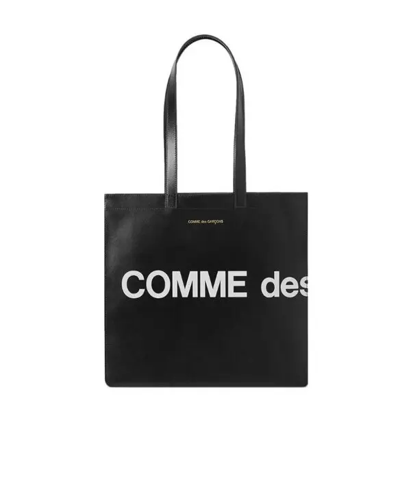 Comme Des Garçons Logo-print Leather Tote Bag - Black