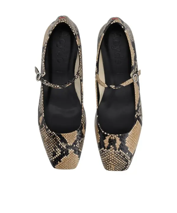AeydĒ Uma Mary Jane Flats In Snakeskin - Multicolor