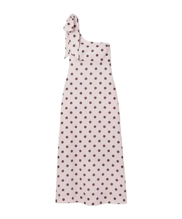 Zimmermann One Shoulder Polka Dot Maxi Dress - Pink