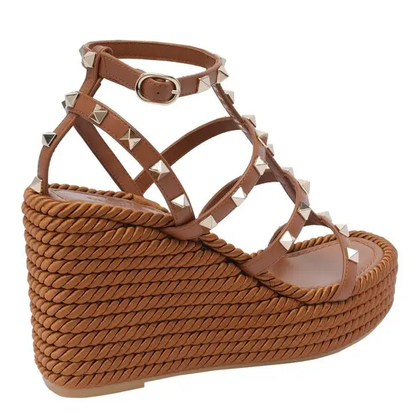 Valentino Garavani Rockstud Ankle Strap Wedge Sandals