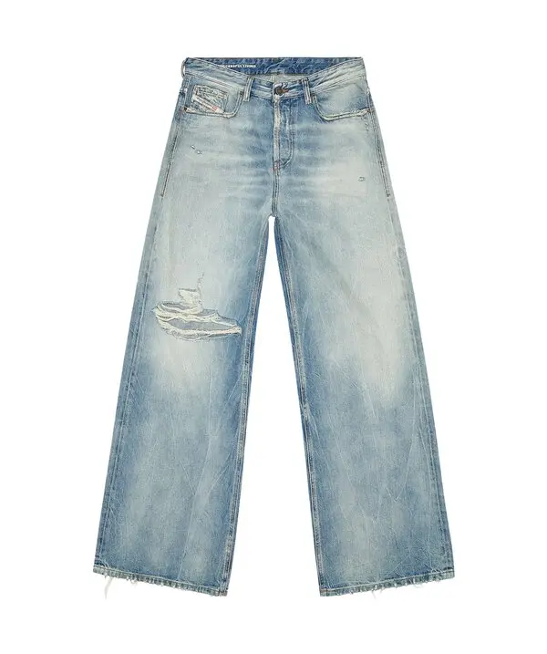 DIESEL® 1996 D-sire 09h58 Distressed Wide-leg Jeans - Gray