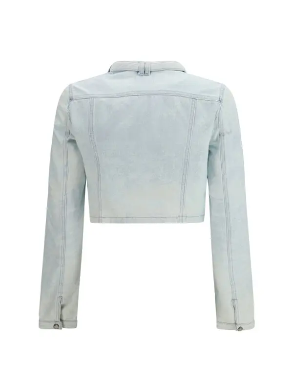 DIESEL® De Saphix Cropped Denim Jacket With Zip Fastening - Blue