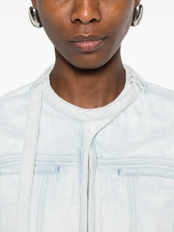 DIESEL® De Saphix Cropped Denim Jacket With Zip Fastening - Blue