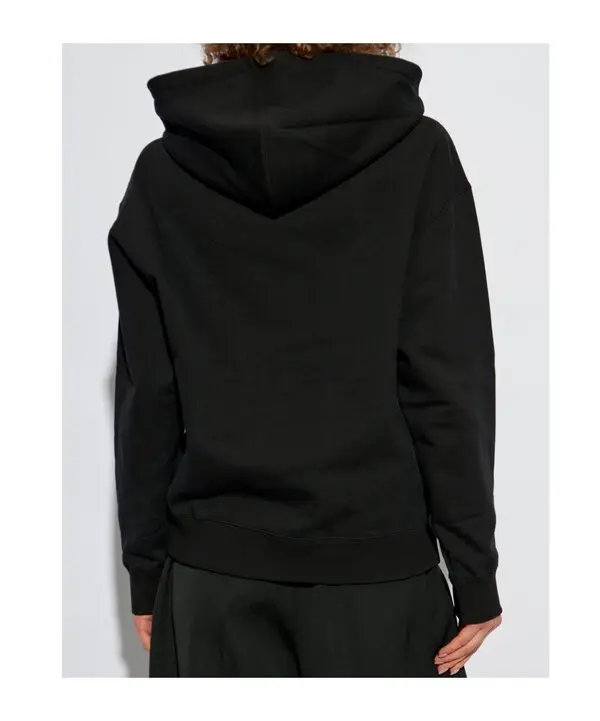 JIL SANDER Logo Printed Drawstring Hoodie - Black