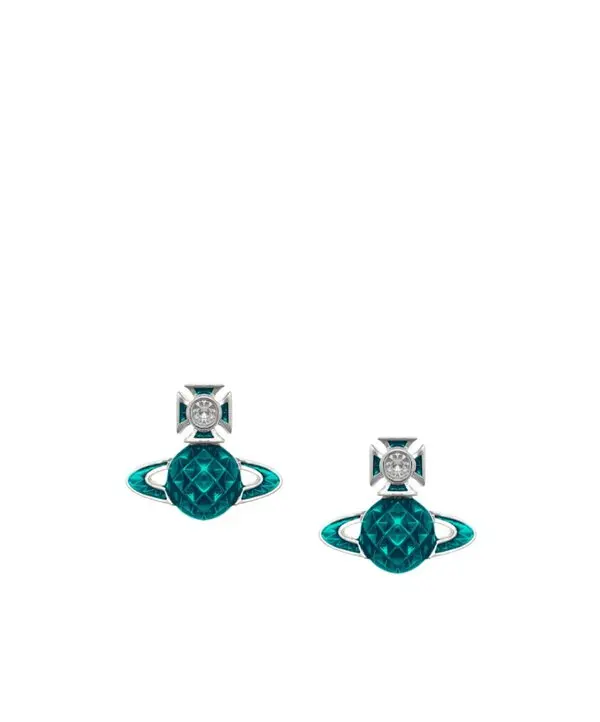 VIVIENNE WESTWOOD Mashita Bas Relief Earrings - Platinum White Crystal Blue Zircon