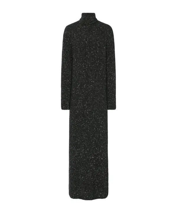 THE ROW Melani Speckled Cashmere Column Dress - Black
