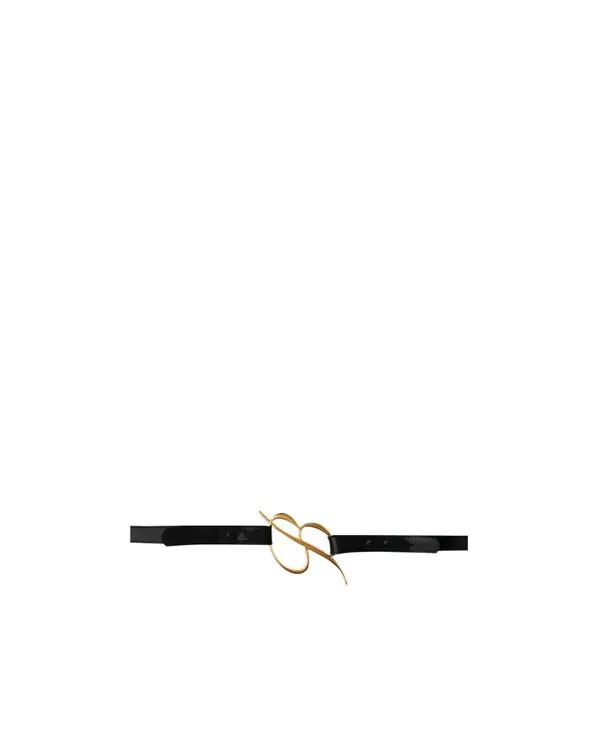 Blumarine Logo Plaque Patent Belt - Black