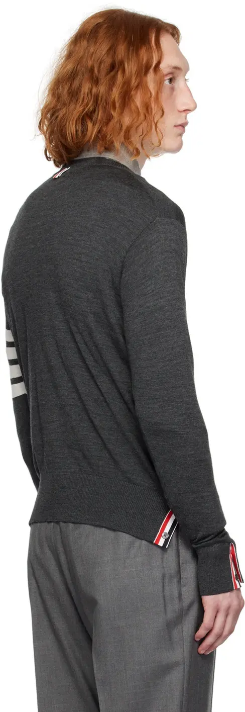 Thom Browne Four-bar Crewneck Jumper - Grey