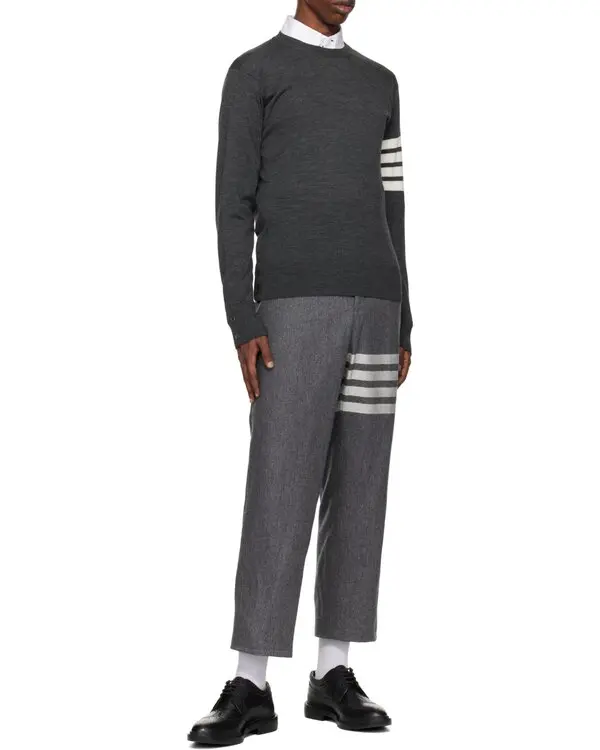 Thom Browne Four-bar Crewneck Jumper - Grey