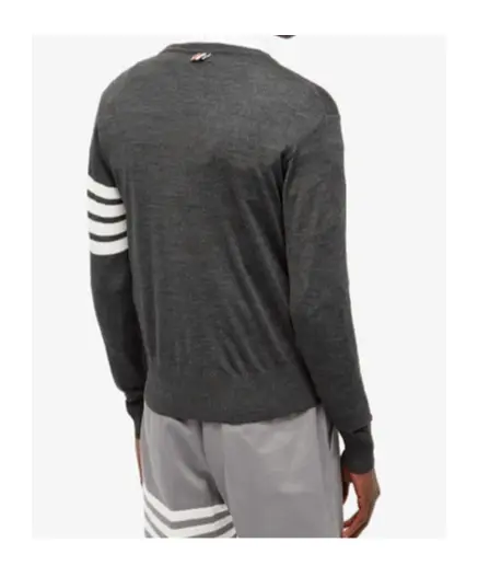 Thom Browne Four-bar Crewneck Jumper - Grey