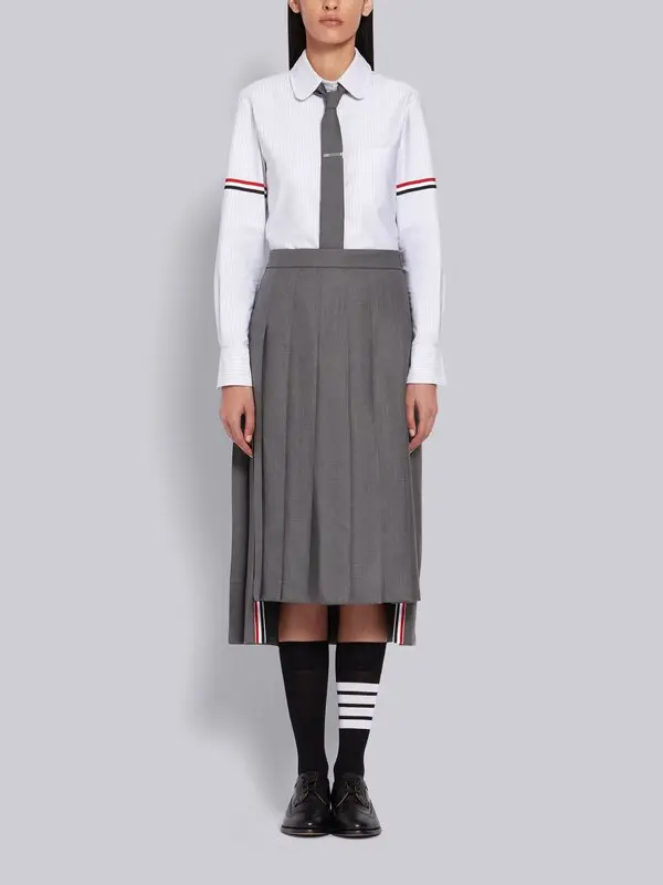 Thom Browne Striped Button-up Shirt With Armband Detail - Medium Gray
