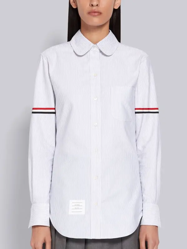 Thom Browne Striped Button-up Shirt With Armband Detail - Medium Gray