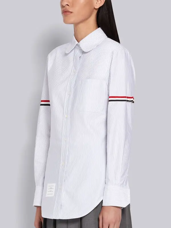 Thom Browne Striped Button-up Shirt With Armband Detail - Medium Gray