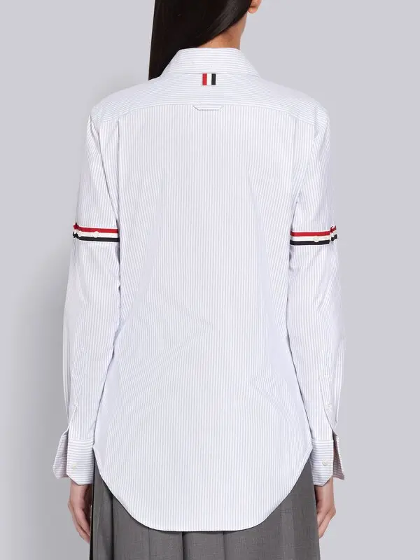 Thom Browne Striped Button-up Shirt With Armband Detail - Medium Gray