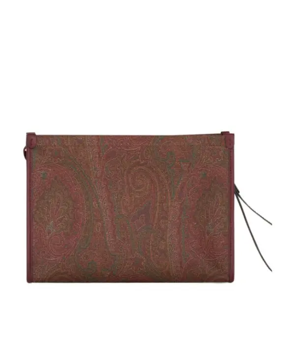 Etro Large Paisley Jacquard Pouch With Embroidered Logo - Red