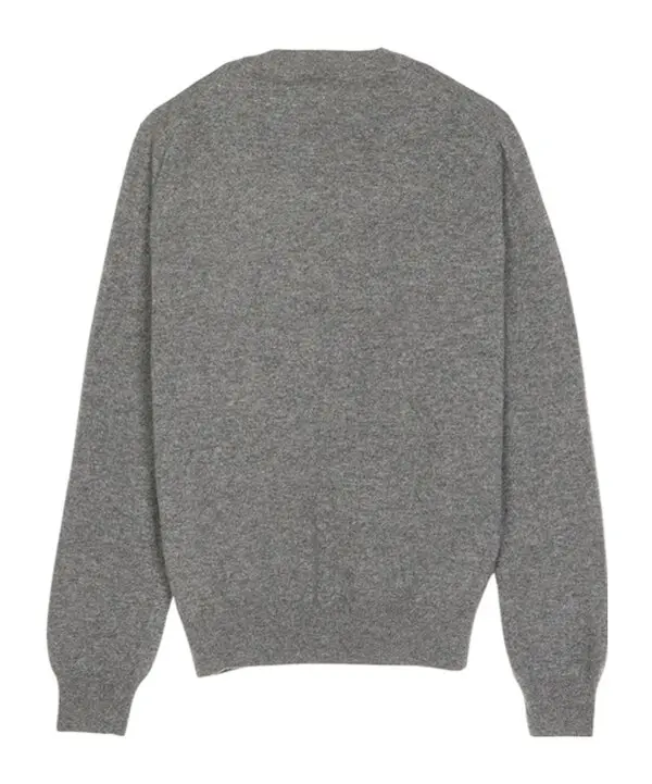 Comme Des Garçons V-neck Long Sleeve Sweater With Embroidered Detail - Gray