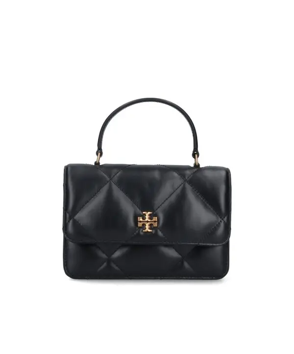 Tory Burch Mini Kira Diamond Quilt Top-handle Chain Wallet - Black