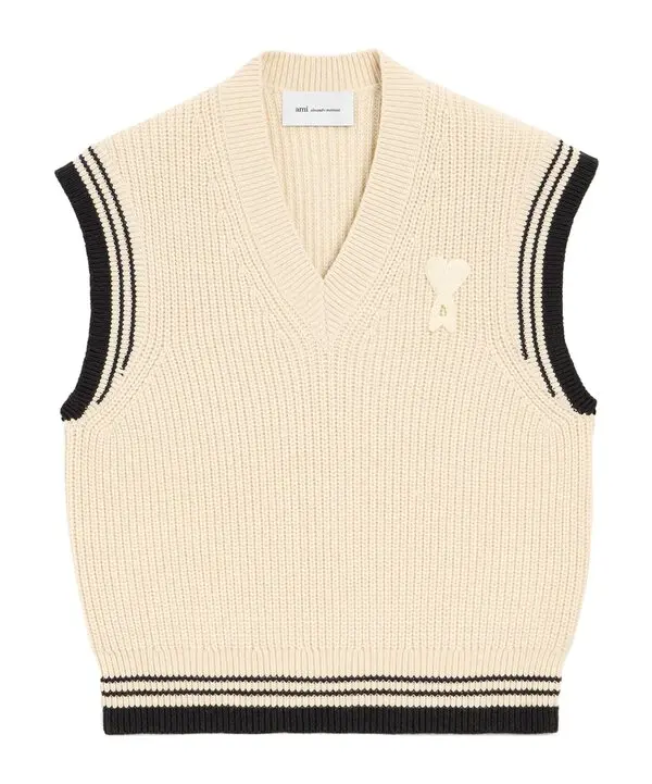 Ami V-neck Knitted Top - Nude