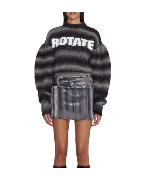 ROTATE BY BIRGER CHRISTENSEN Bubble Sleeve Logo Sweater - Black