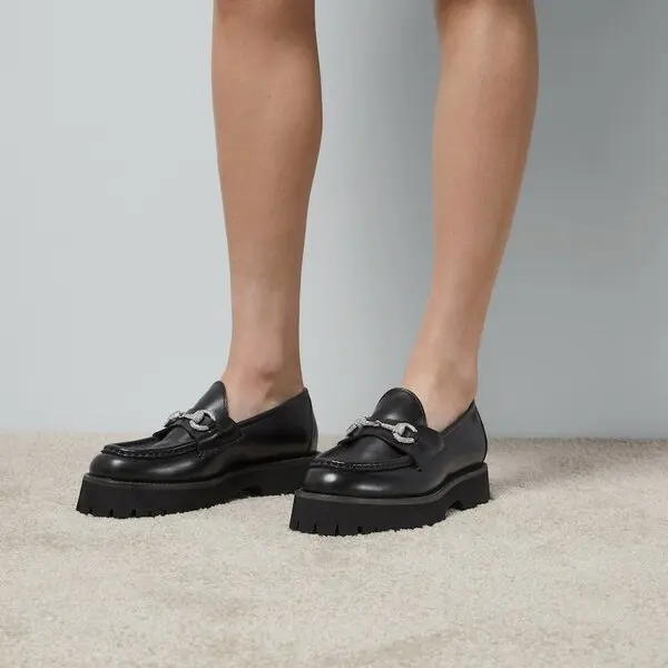 Gucci Horsebit Detailed Loafers With Silver Hardware And Crystal Embellishments