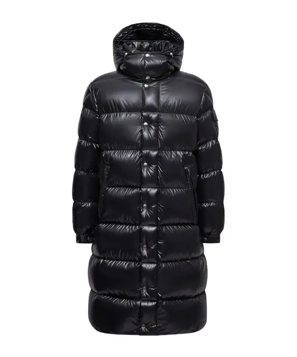 Moncler Hanoverian Quilted Long Sleeve Coat With Detachable Hood