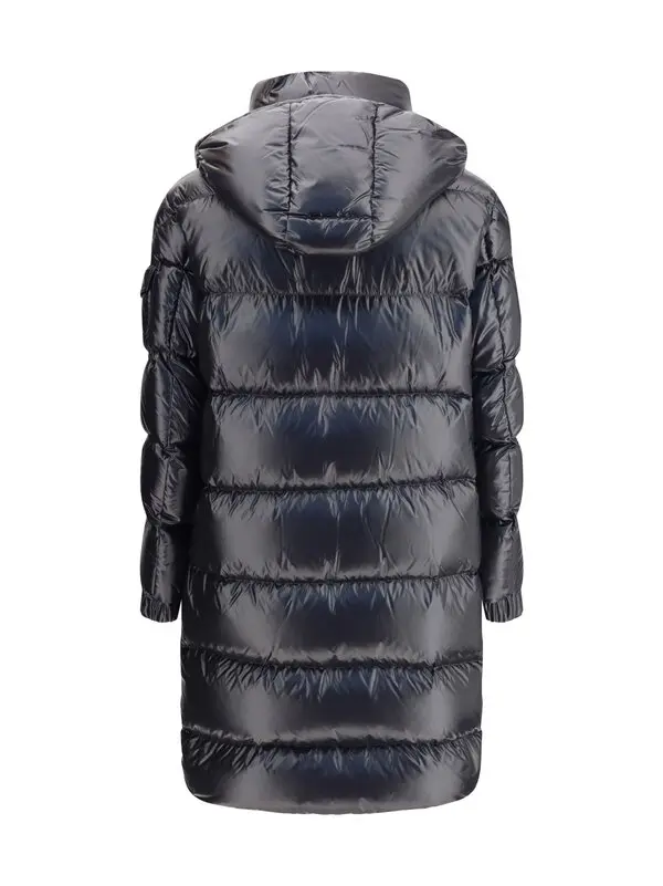 Moncler Hanoverian Quilted Long Sleeve Coat With Detachable Hood