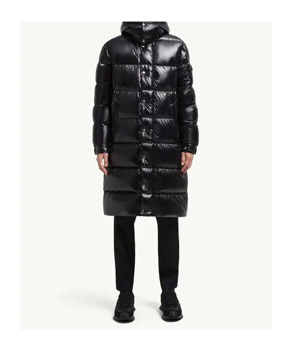 Moncler Hanoverian Quilted Long Sleeve Coat With Detachable Hood