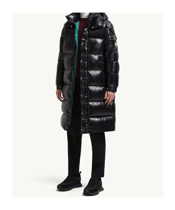 Moncler Hanoverian Quilted Long Sleeve Coat With Detachable Hood