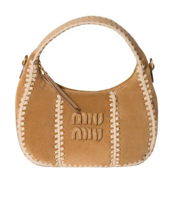 Miu Miu Wander Suede And Crochet Bag - Cinnamon