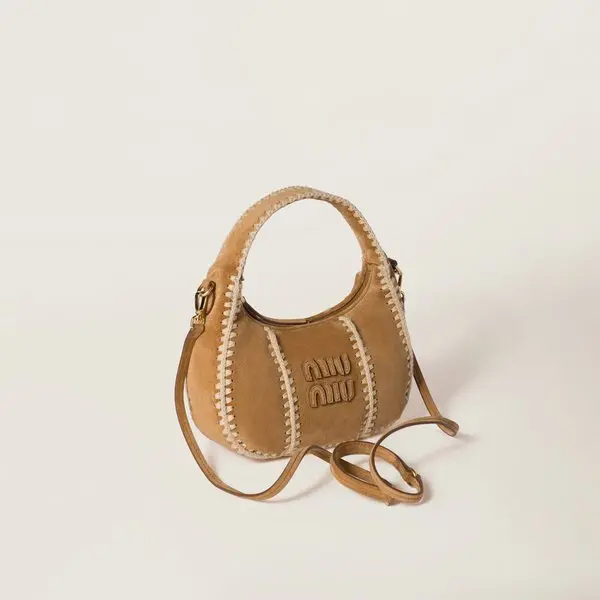 Miu Miu Wander Suede And Crochet Bag - Cinnamon