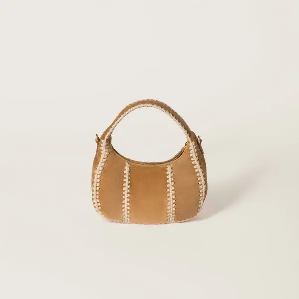 Miu Miu Wander Suede And Crochet Bag - Cinnamon