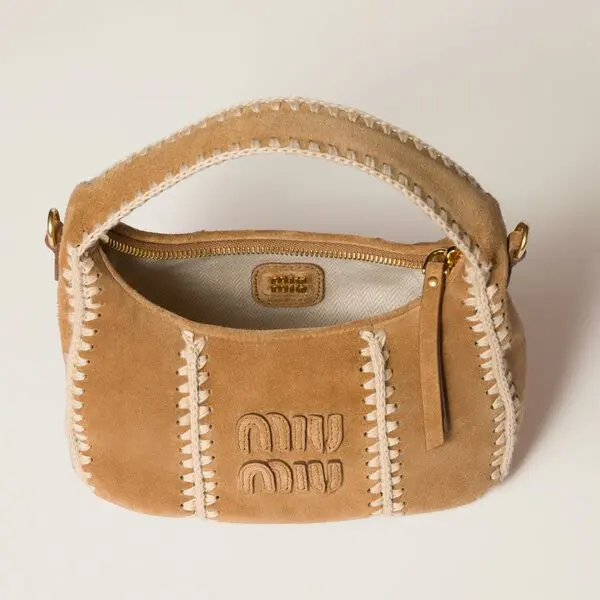 Miu Miu Wander Suede And Crochet Bag - Cinnamon