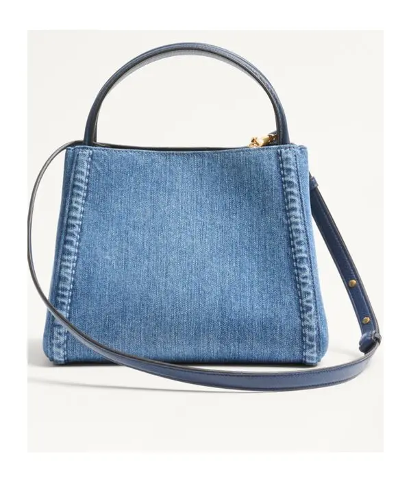 Valentino Garavani Alltime Logo Plaque Medium Denim Tote Bag
