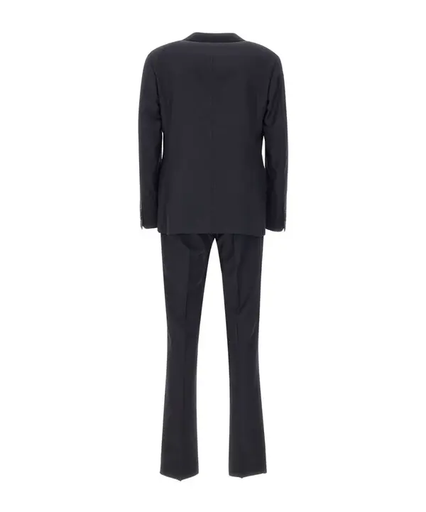 Corneliani Long-sleeved Suit Jacket And Trousers Set - Black