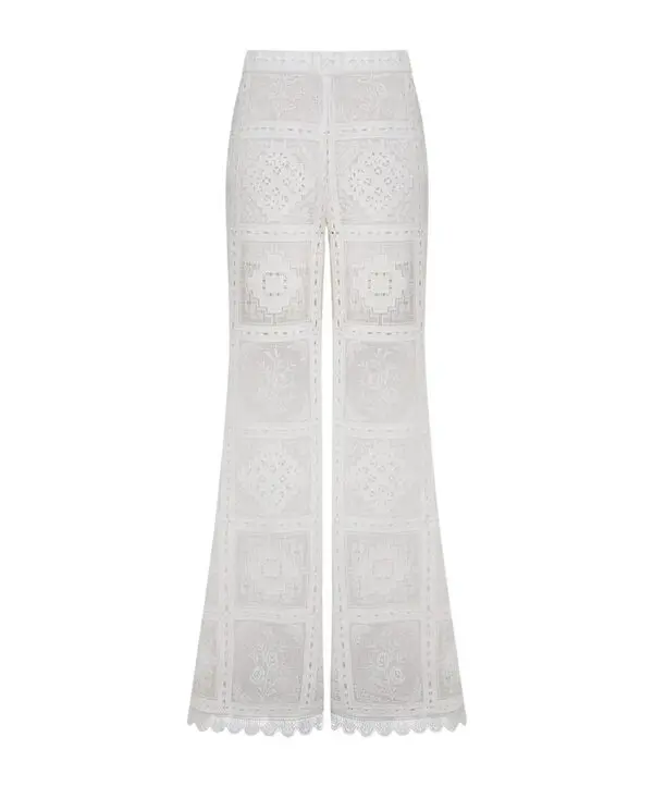Zimmermann Aster Embroidered Flared Pants - No