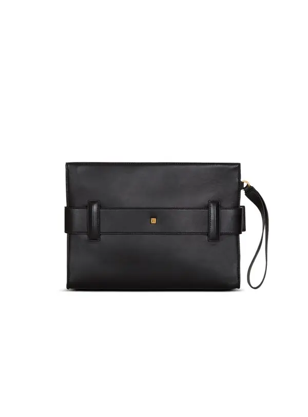 Balmain Anthem Buckle Wristlet Bag - Black