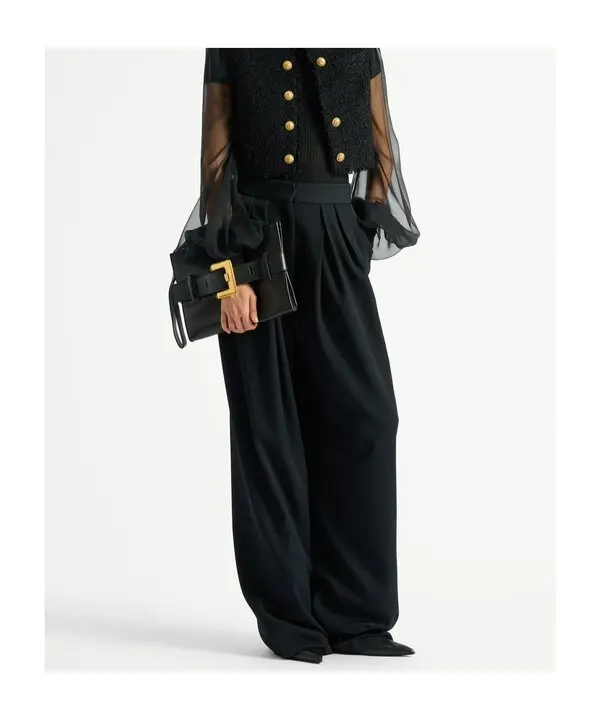 Balmain Anthem Buckle Wristlet Bag - Black