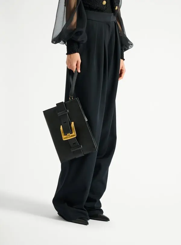 Balmain Anthem Buckle Wristlet Bag - Black